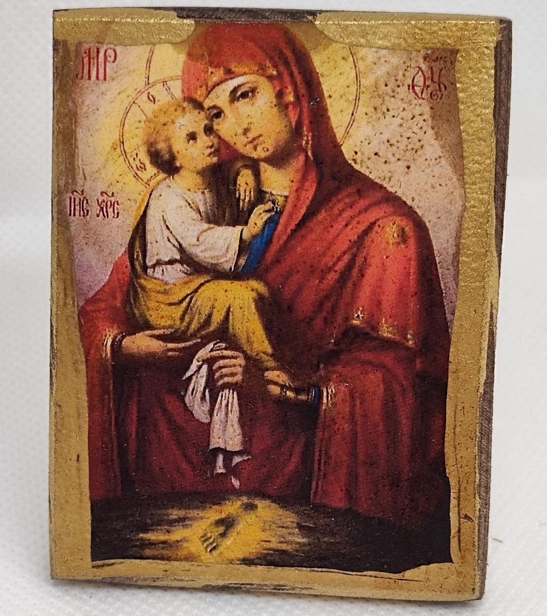 Handmade Orthodox Icon of Virgin Mary and Child | Antique Effect ...