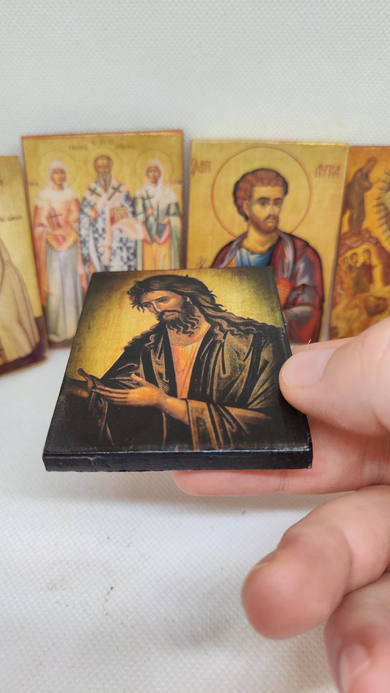 St. John the Baptist Icon • Handmade Wood Saint Magnet • Orthodox Gift ...