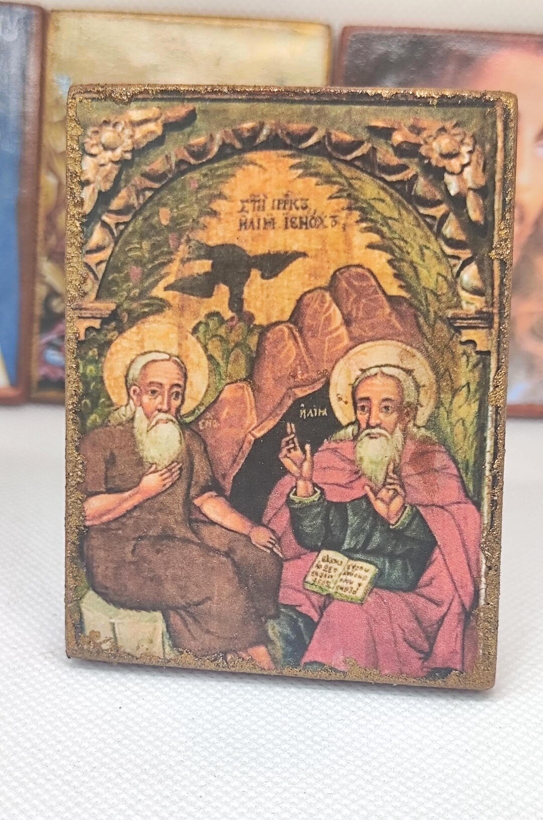 Elijah and Enoch Orthodox Icon: Handmade Wood Magnet (3.15"x2.36") - Etsy