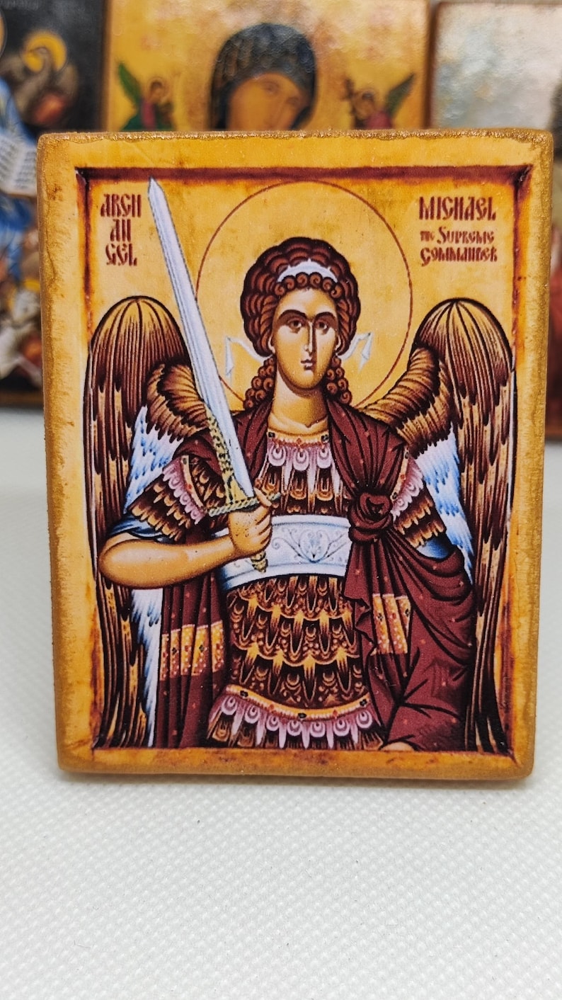 Saint Michael Archangel Icon – Byzantine Wood Magnet (3.15x2.36 In) - Etsy