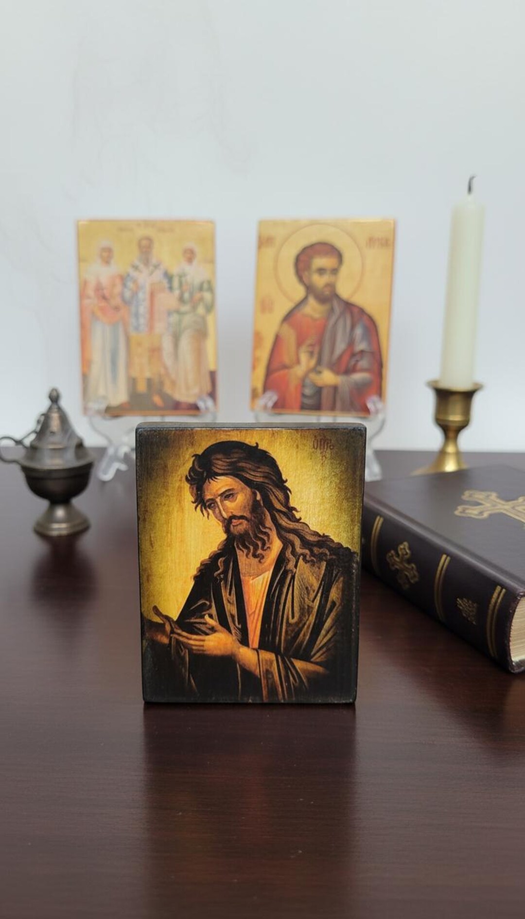 St. John the Baptist Icon • Handmade Wood Saint Magnet • Orthodox Gift ...