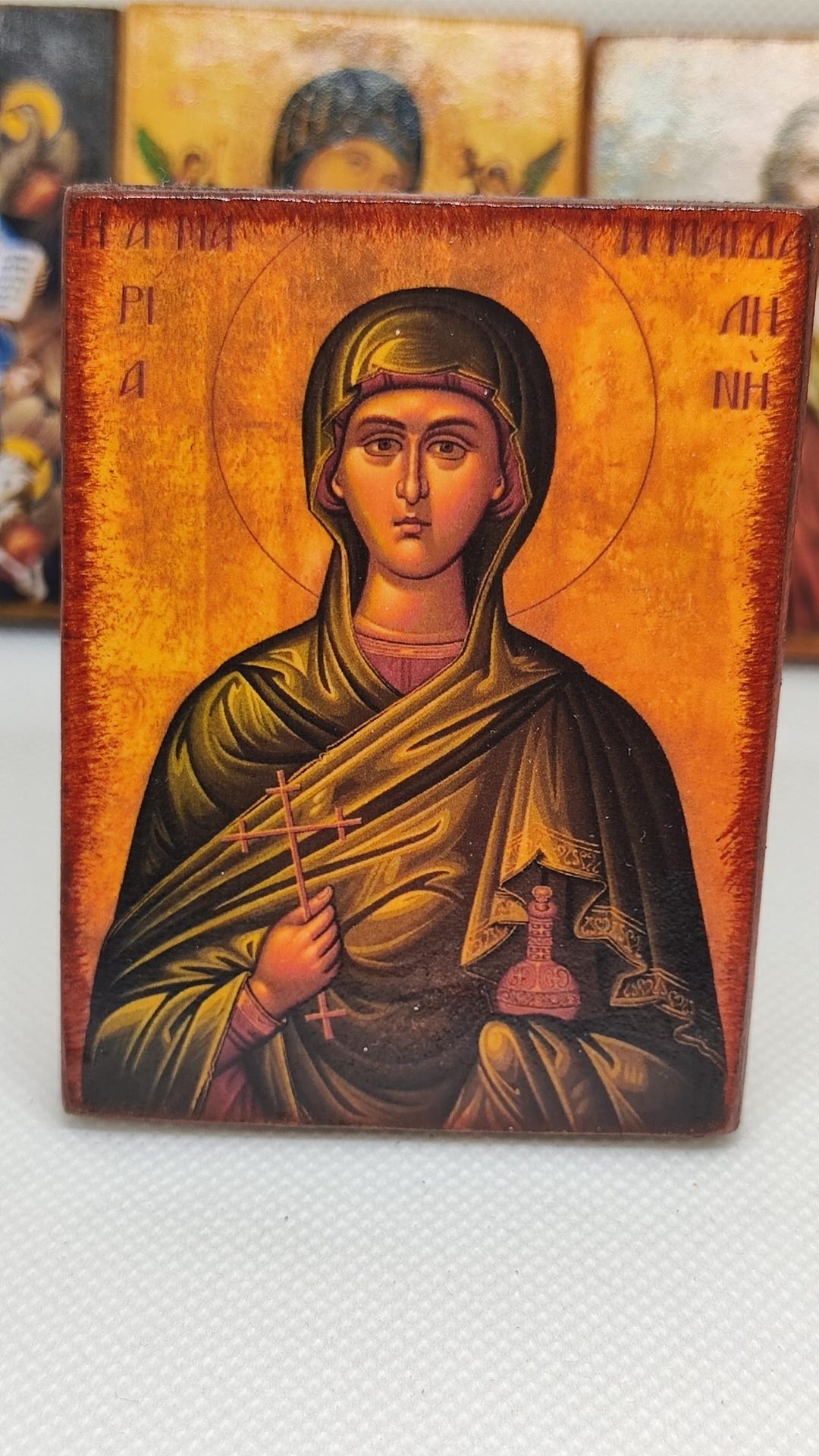 Mary Magdalene Icon – Byzantine Style Wooden Magnet – 8x6 Cm Christian ...