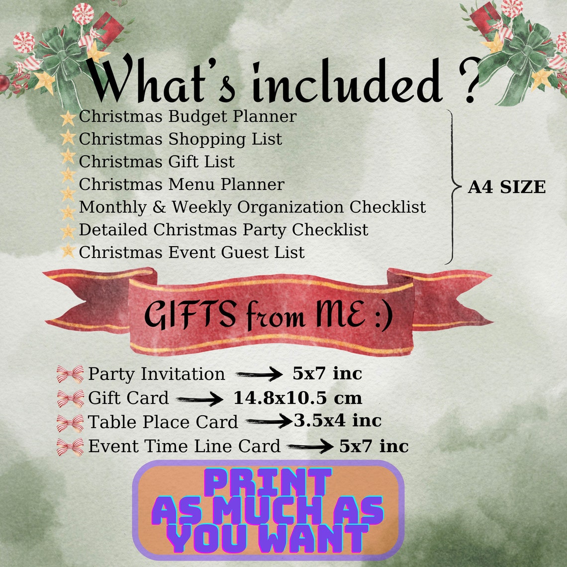 Printable Minimalist Christmas Party Planner, Menu, Gift, Budget, Guest ...