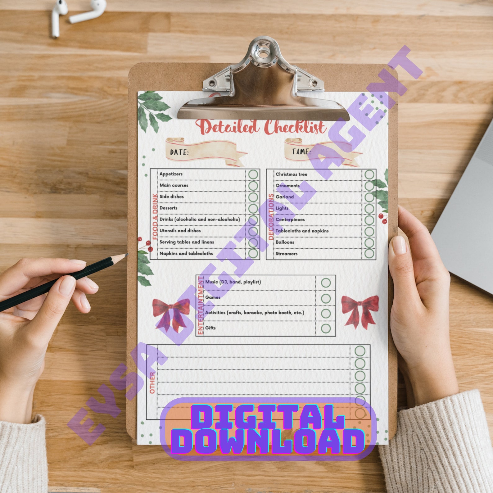 Printable Minimalist Christmas Party Planner, Menu, Gift, Budget, Guest ...