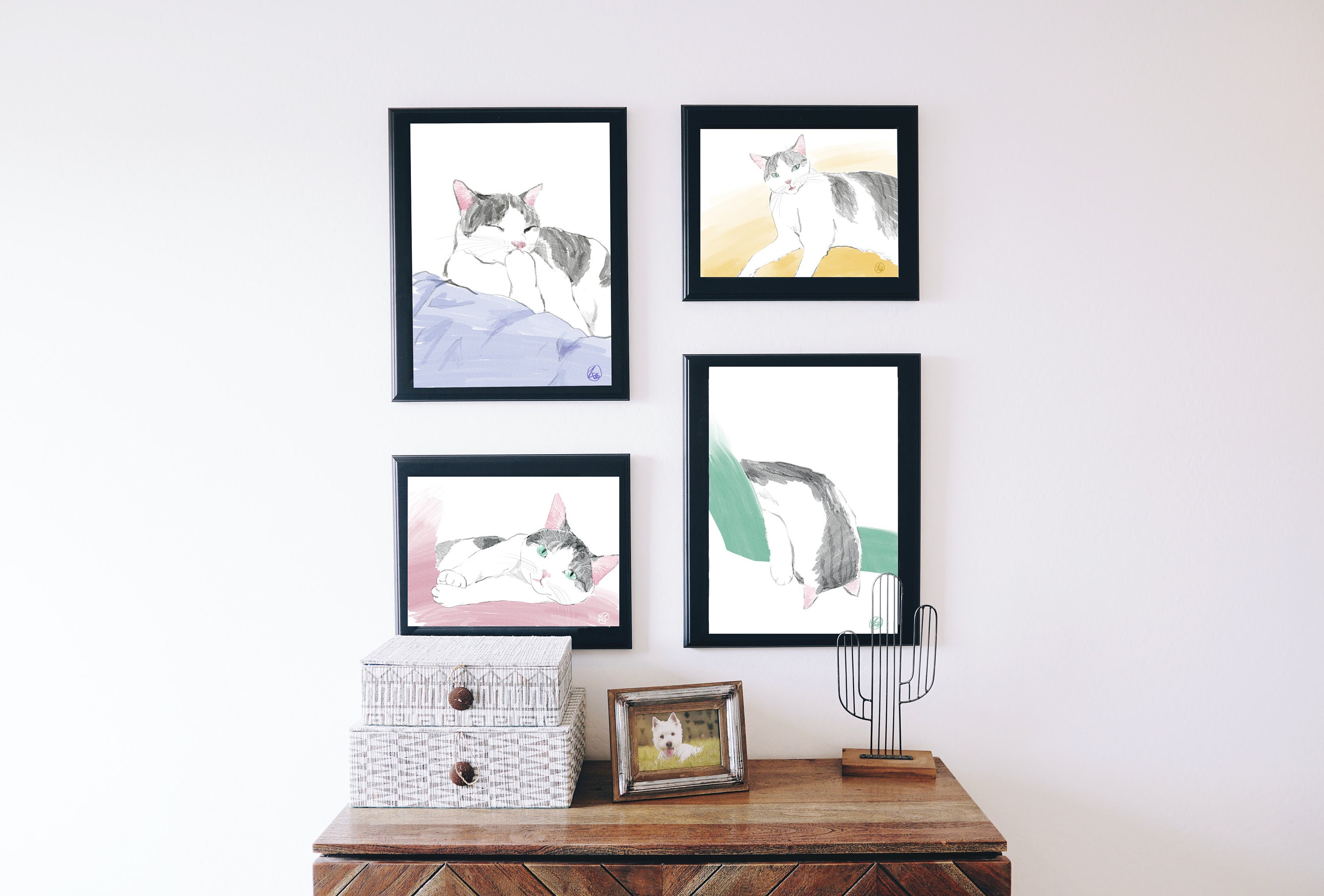 Printable Cat Illustration Set Cute Cats Digital Cat - Etsy