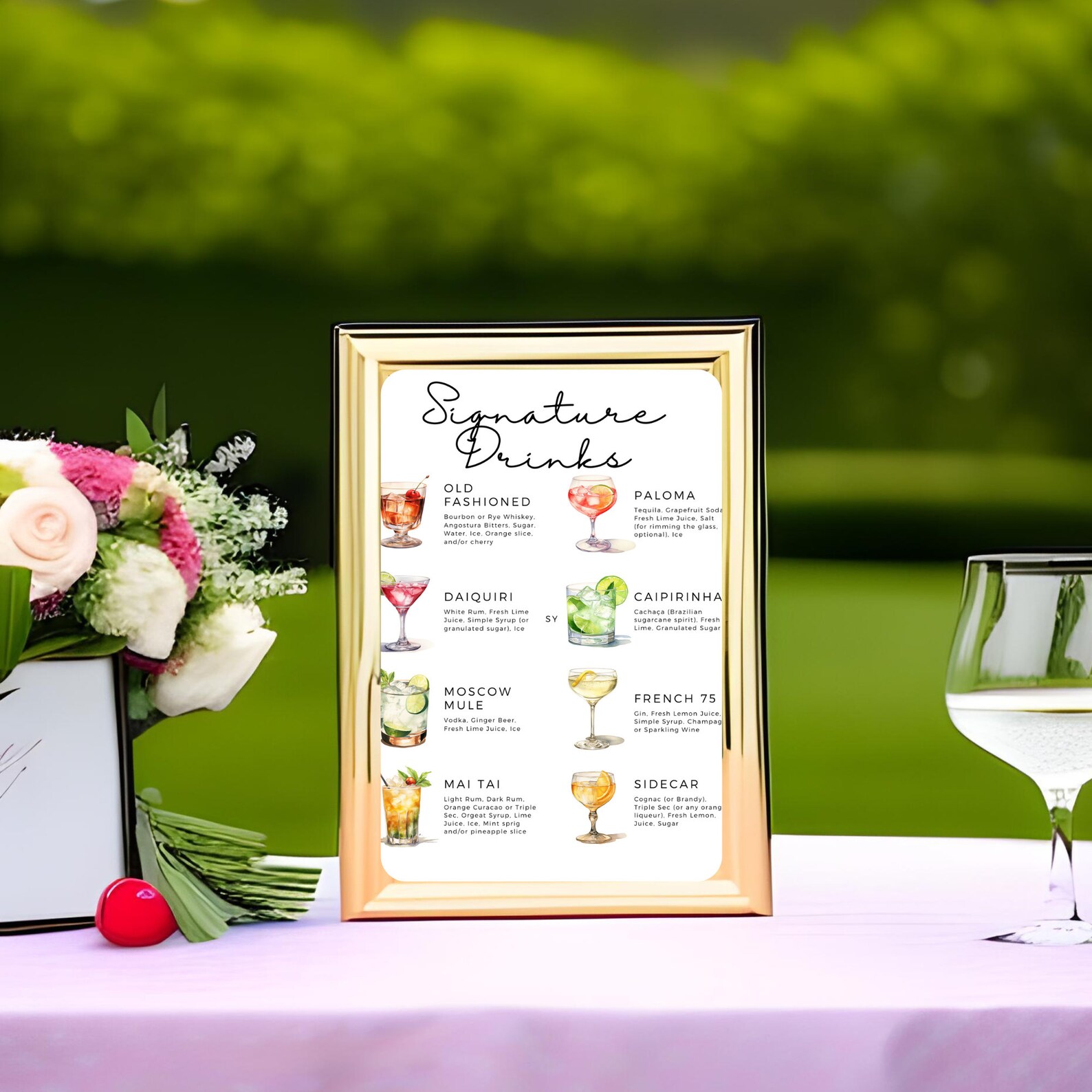 Signature Drink, Couple Drink Sign, Custom Drink Sign, Watercolor ...