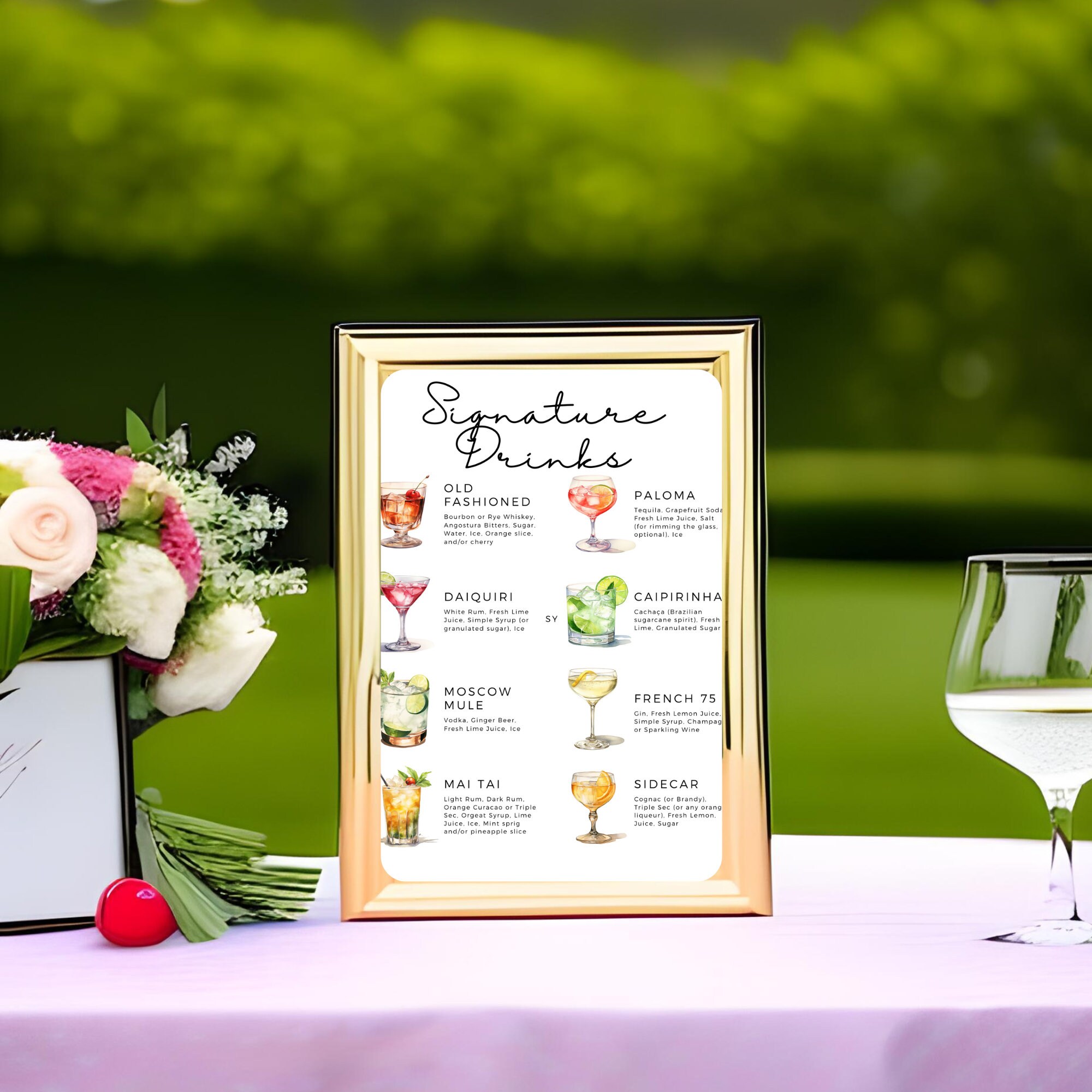 Signature Drink, Couple Drink Sign, Custom Drink Sign, Watercolor ...