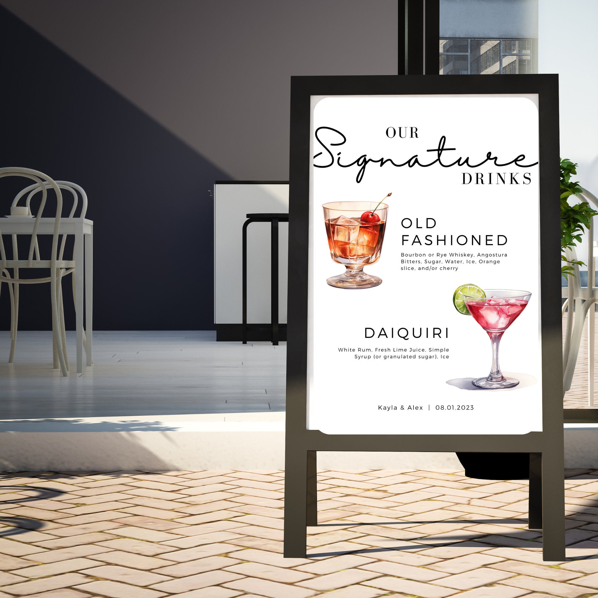 Signature Drink, Couple Drink Sign, Custom Drink Sign, Watercolor ...