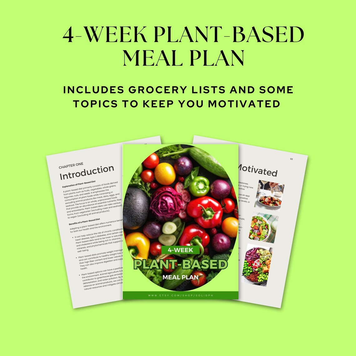4 Weeks Plant-based Meal Plan Meal Planning Grocery List - Etsy