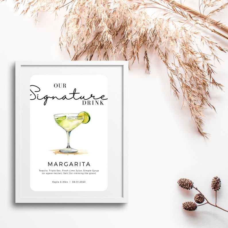 Signature Drink, Couple Drink Sign, Custom Drink Sign, Watercolor ...