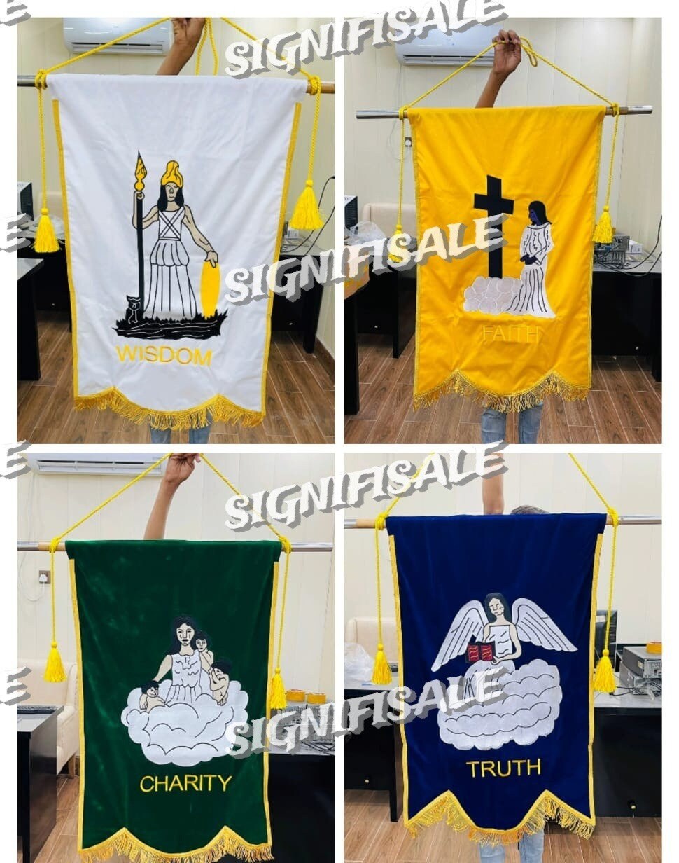 Masonic Regalia Amaranth Station Banners Set of 4 PCS Made in - Etsy