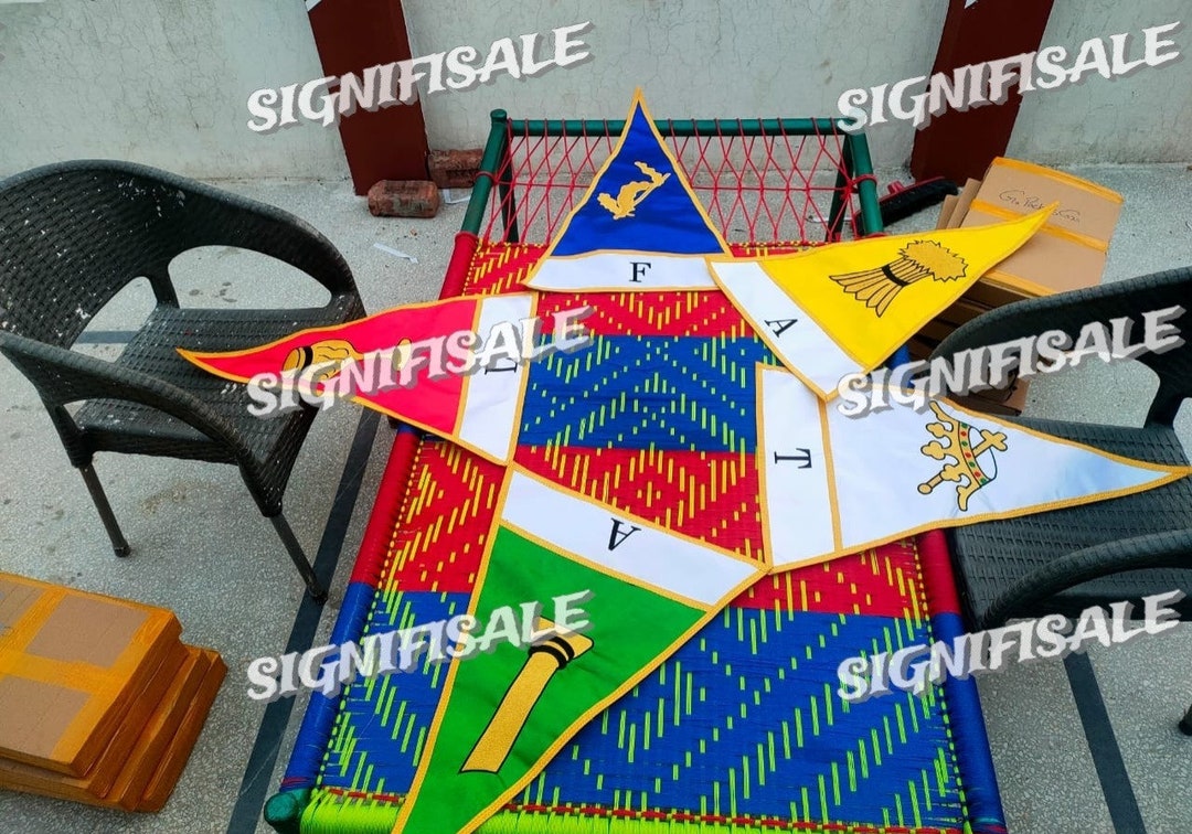 5 Triangle Embroidered Flags / Banners to Make Order of Eastern Star O ...