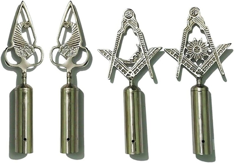 Set of 6 Pieces Masonic Regalia Pole Topper, Blue Lodge Rods & Tops ...