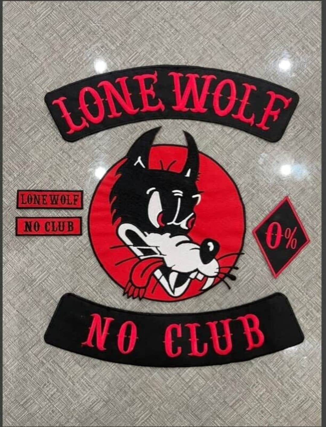 Lone Wolf No Club Mc 35cm Iron on Patches Embroidered Set - Etsy