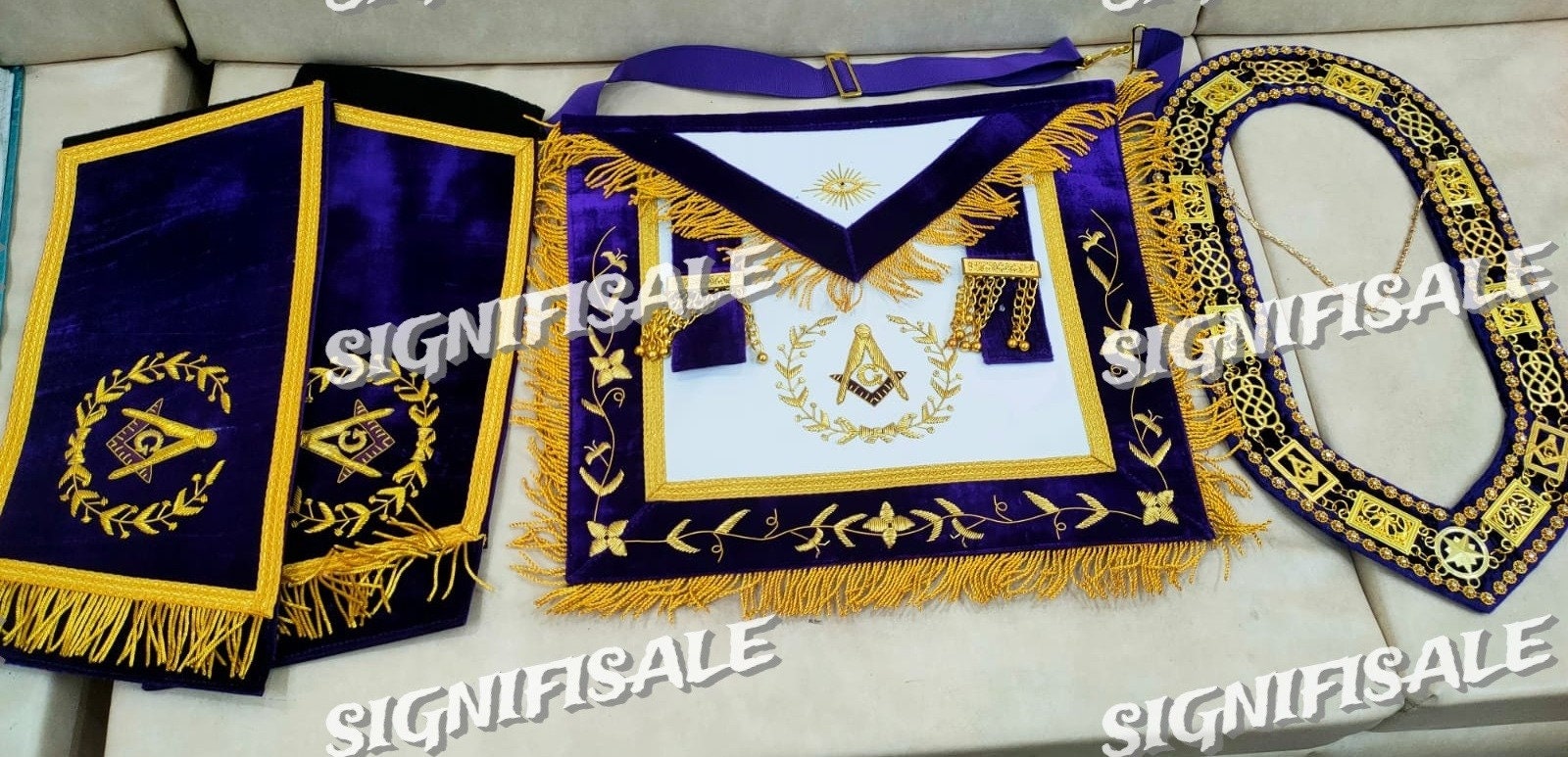 Masonic Grand Lodge Master Mason Apron, Cuffs Pair and Chain Collar - Etsy
