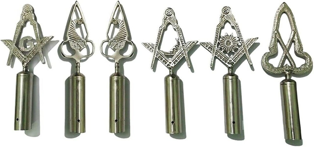 Set of 6 Pieces Masonic Regalia Pole Topper, Blue Lodge Rods & Tops ...