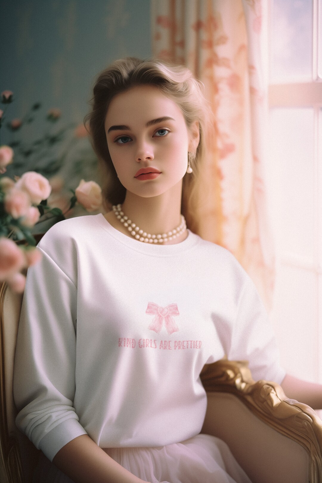 Chic Coquette Sweater With Girly Quote Crewneck Vintage Aesthetic