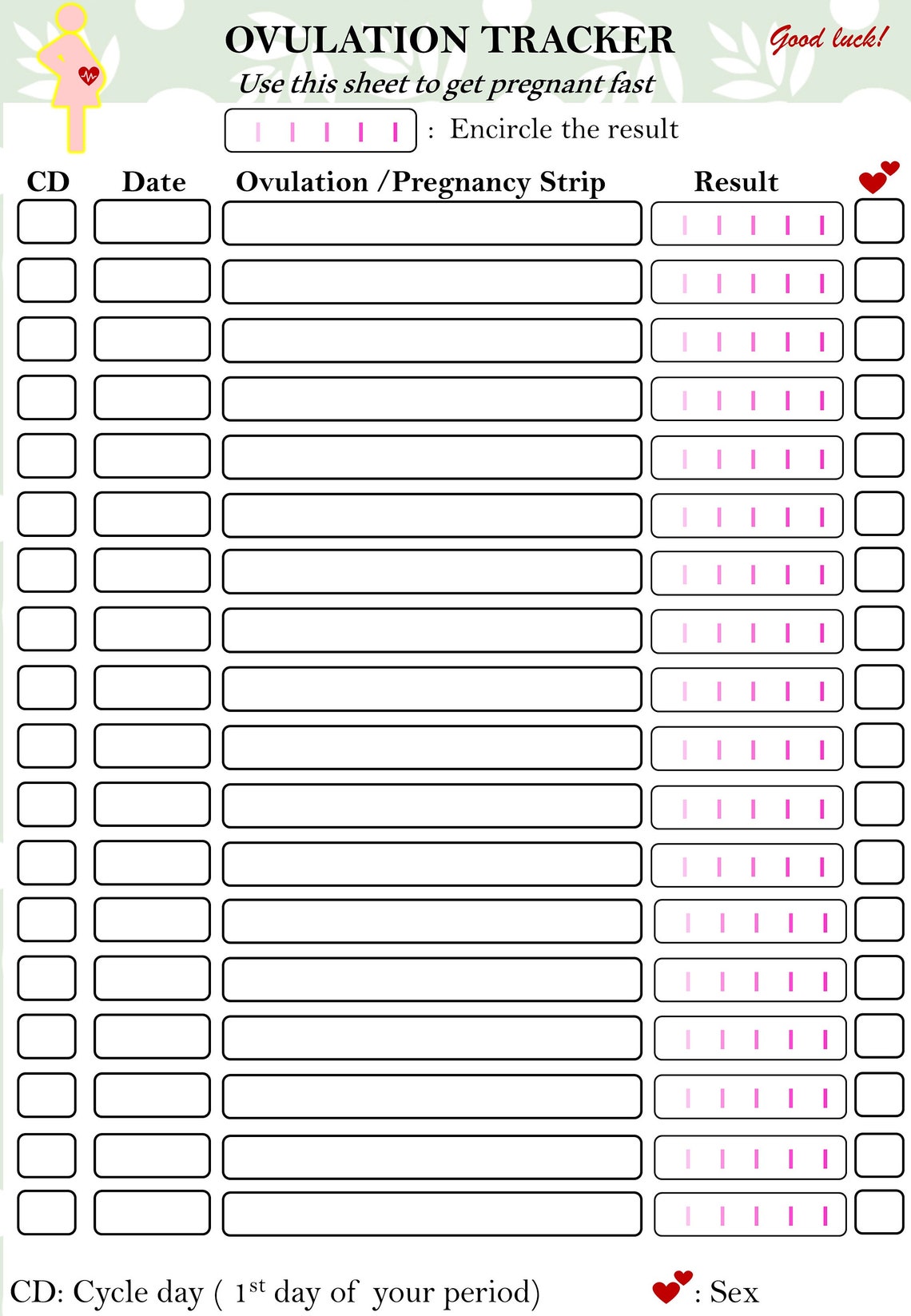 Ovulation Tracker, Ovulation Test Chart, Fertility Tracker, Trying to ...