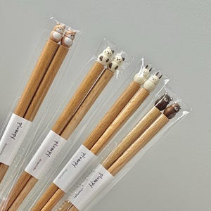 Kawaii Wooden Animal Chopsticks: Japanese Fluffy Chopsticks - Etsy