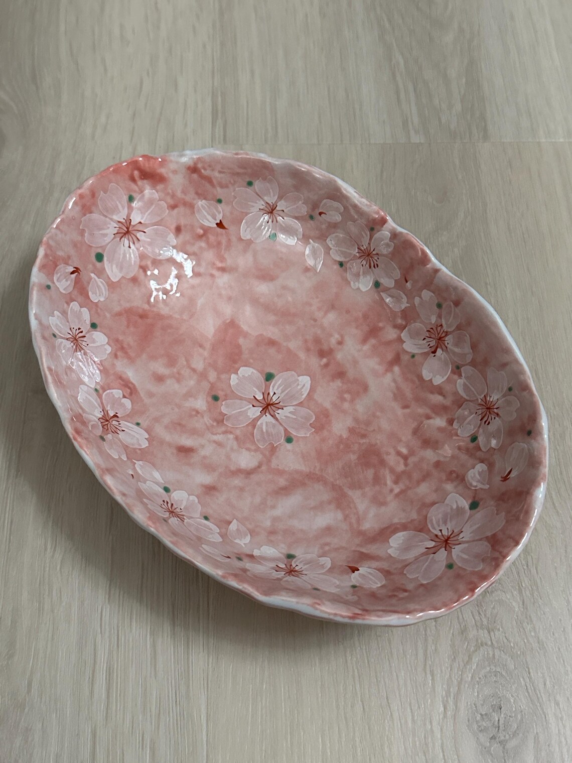 Japanese Hand Painted Sakura/cherry Blossom Oval Plate YAYOI-HANA ...