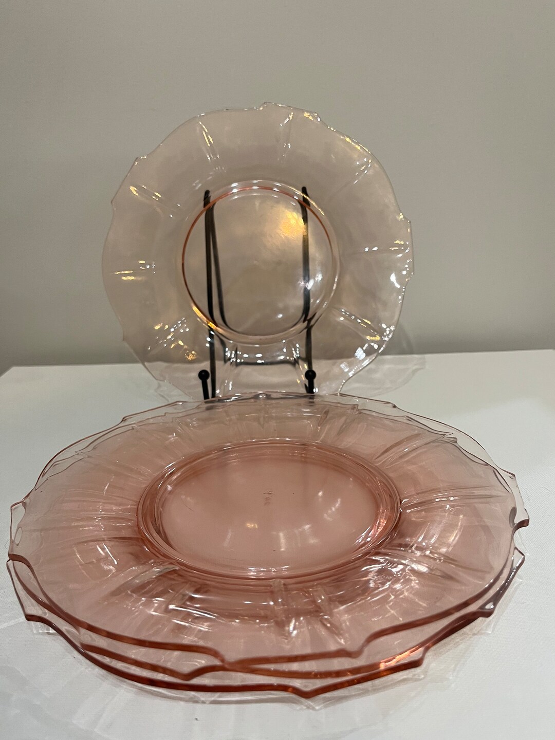 Vintage Cambridge Glass Pink Depression Glass Plates • Set of 4 ...