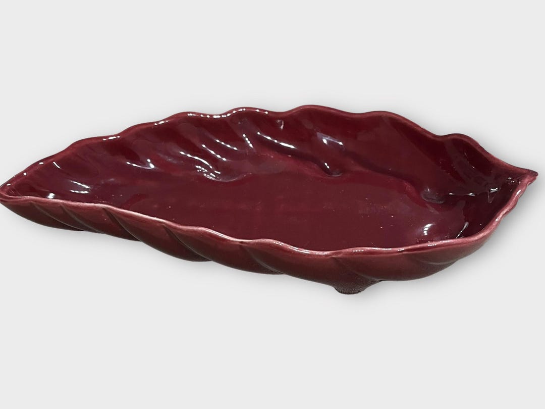 Mid Century Quebec Beauceware Pottery Burgundy Glaze 359 Leaf Shaped ...
