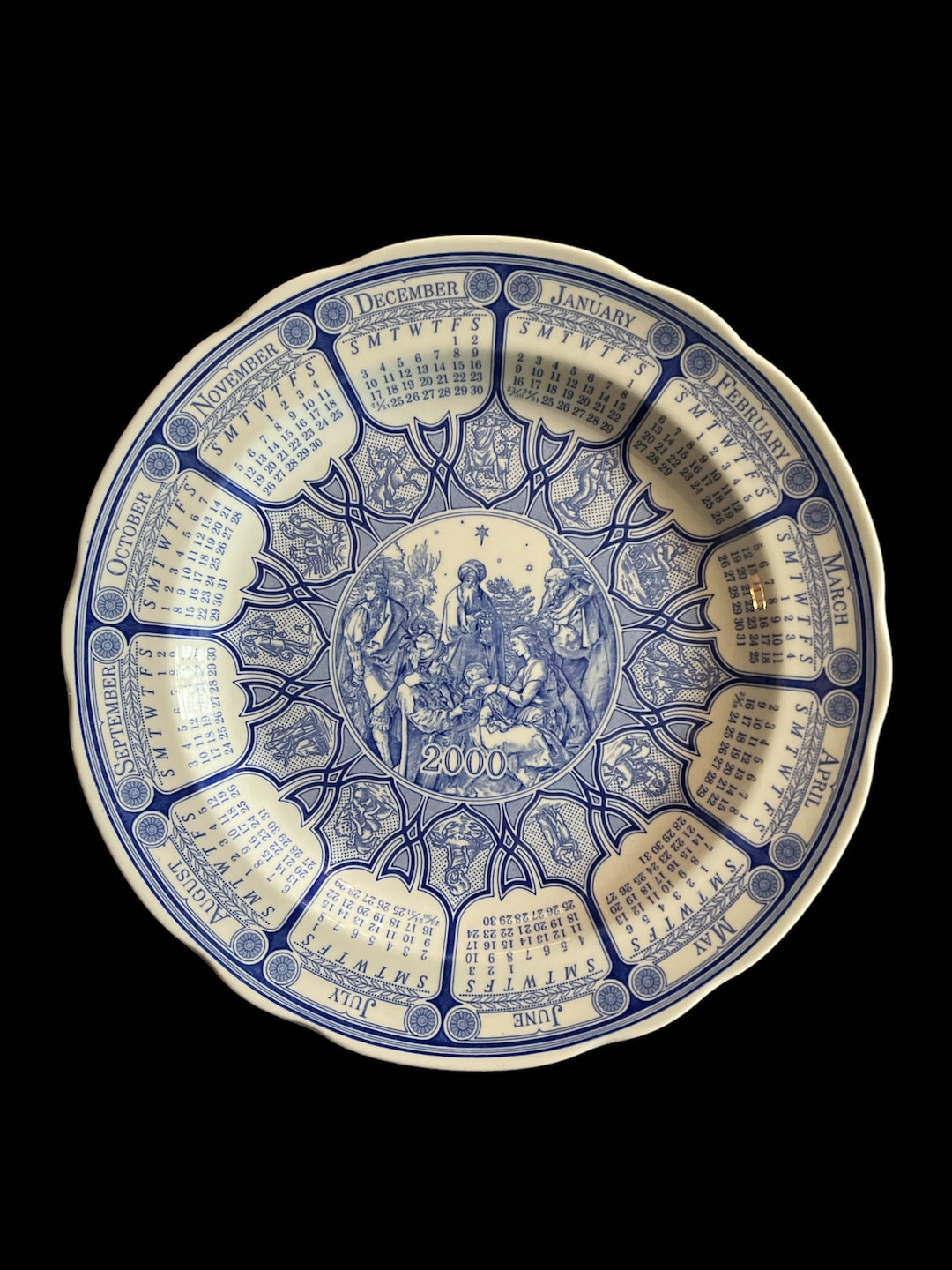 Spode England Blue Room 2000 Millennium Blue and White Calendar ...