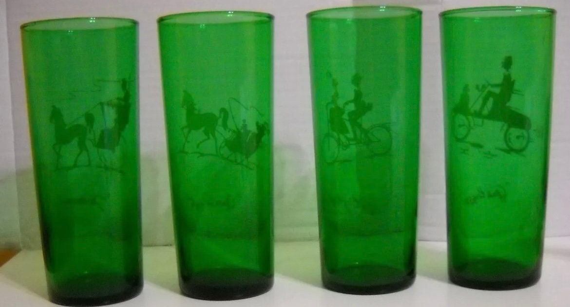 Set of 4 1950s Anchor Hocking Emerald Green High Balls - Etsy