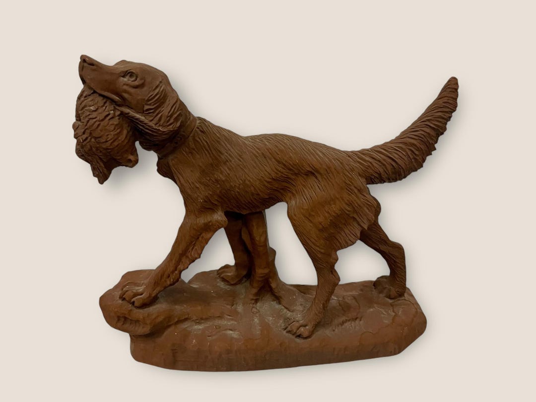 Vintage 1992 Red Mill Resin Sculpture Hunting Dog With Bird, Dog ...