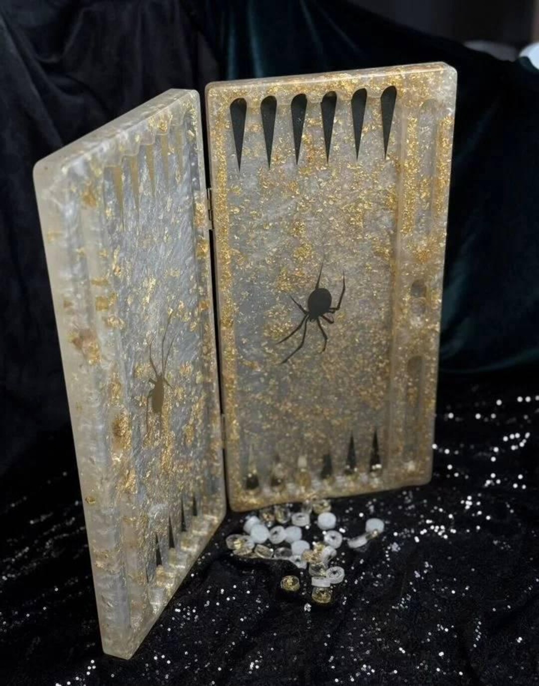 Backgammon Set Spider,luxury Handmade Backgammon With Chips,resin ...