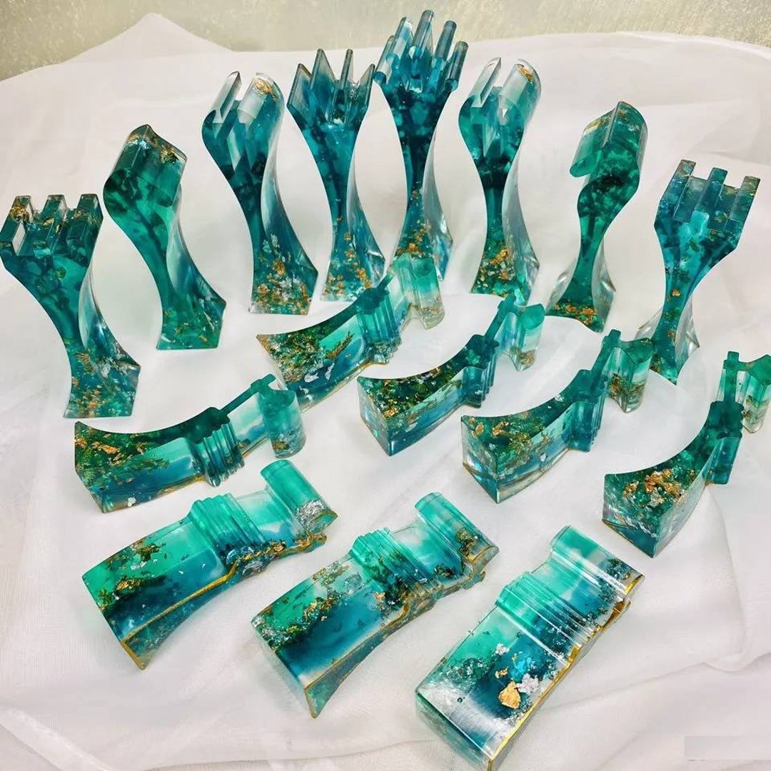 Large Handmade Chess Figures|unique Resin Chess Pieces|ocean Epoxy ...