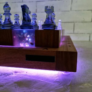 Handmade Illuminated Elm Wood Chess Set: Epoxy Resin Chess Pieces - Etsy