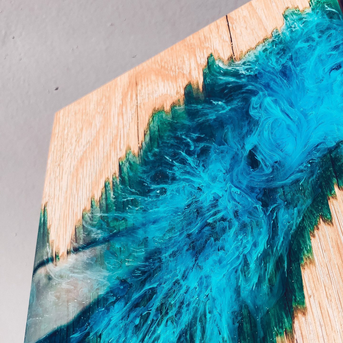 Handmade Large Wooden Jewelry Box With Epoxy Resin Oceal Blue Color ...