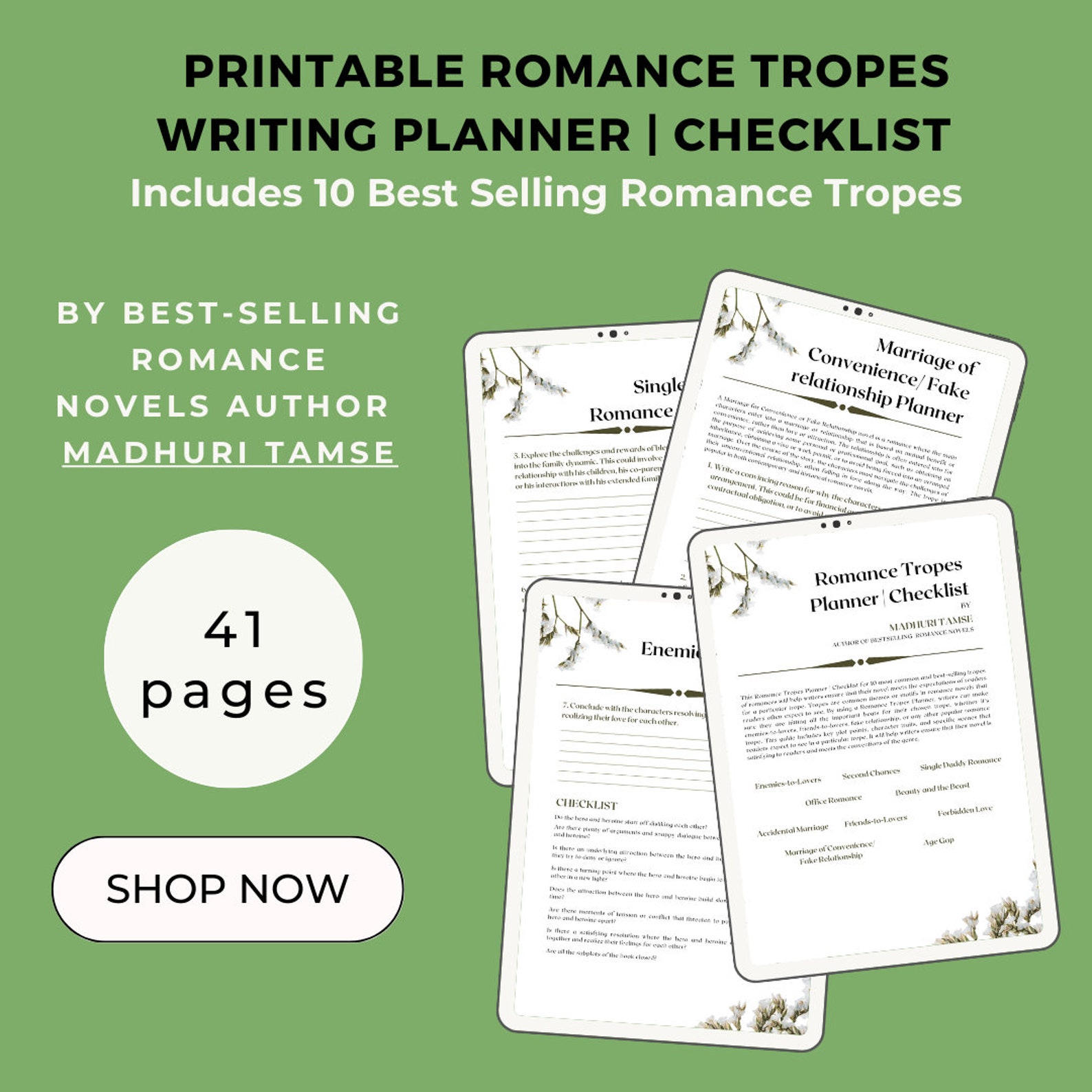 Buy Printable Romance Tropes Writing Planner Checklist includes Online ...