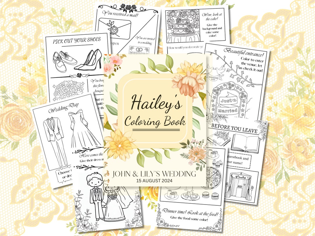 Kids Wedding Coloring Book Personalied Storybook Kids Activity - Etsy
