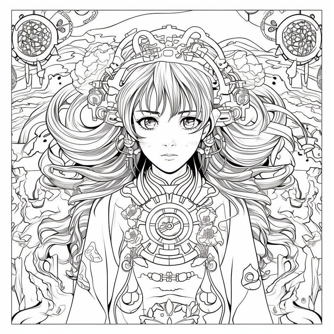 Anime-inspired Mandala Mindfulness Coloring Pages 2nd Edition Digital ...