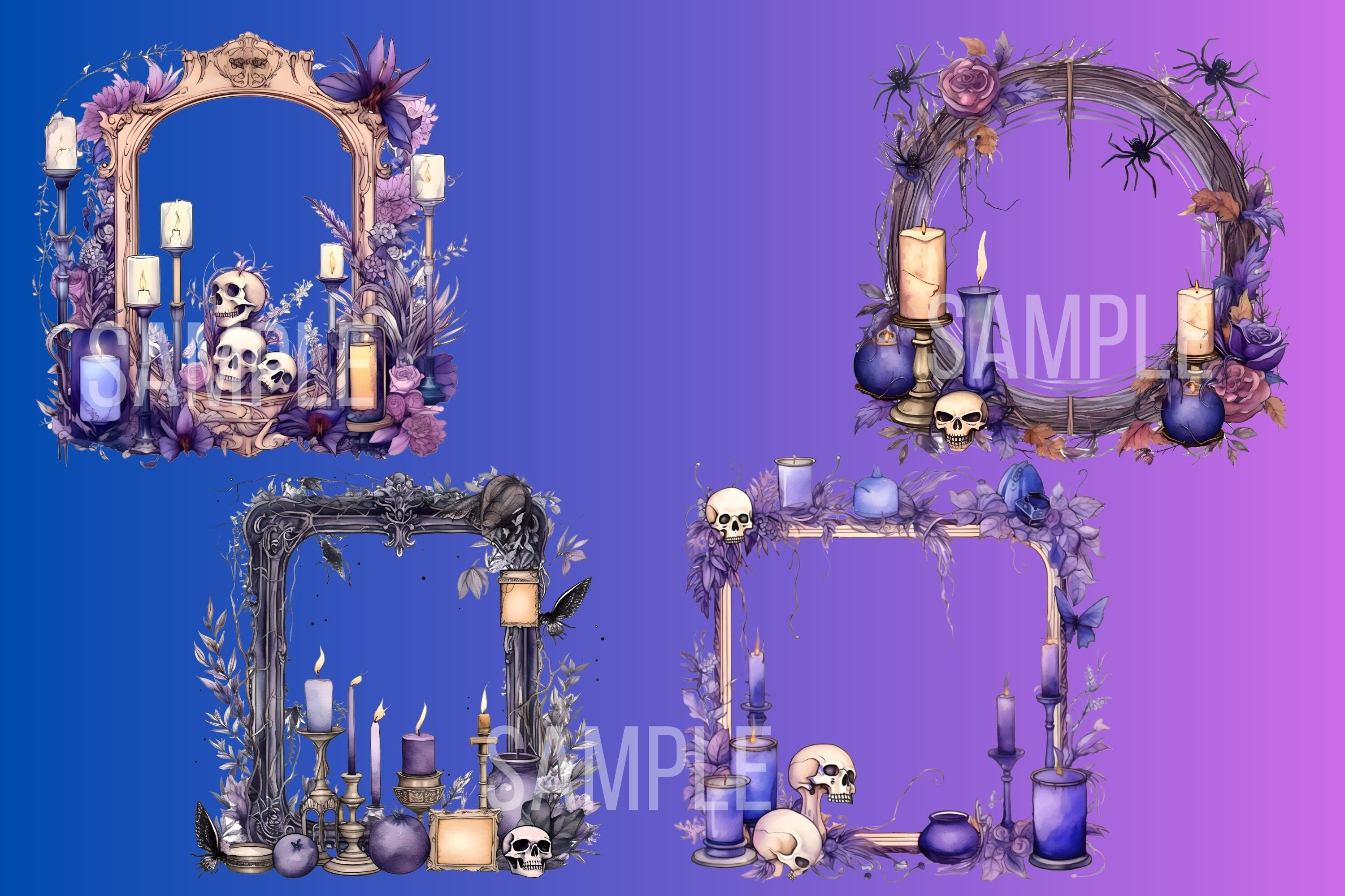 Magical Frames PNG Cliparts Bundle: Candles and Skulls - Etsy