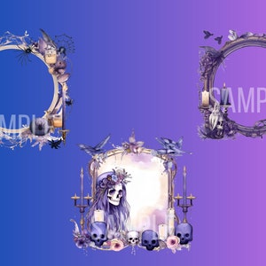 Magical Frames PNG Cliparts Bundle: Candles and Skulls - Etsy