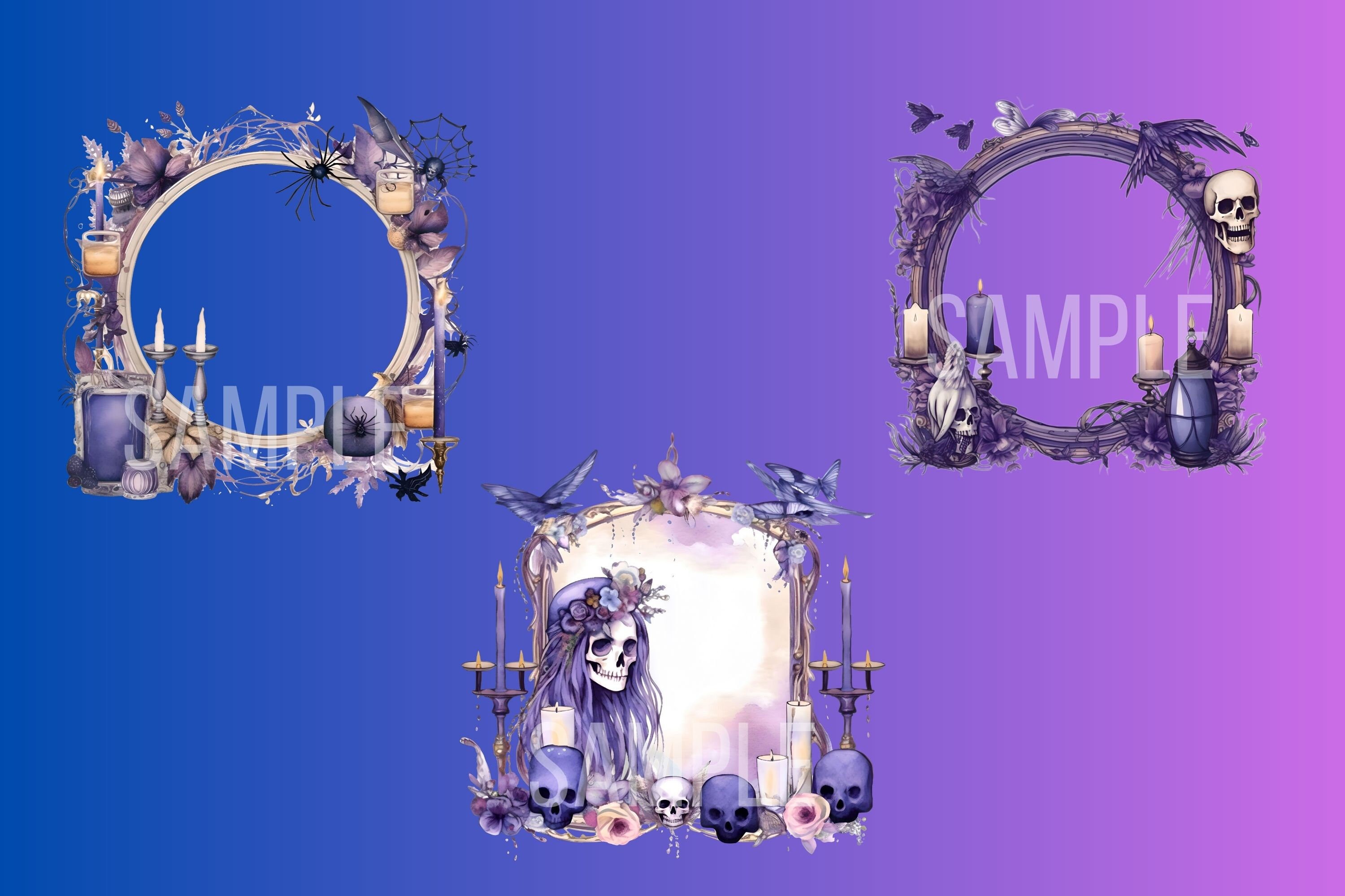 Magical Frames PNG Cliparts Bundle: Candles and Skulls - Etsy