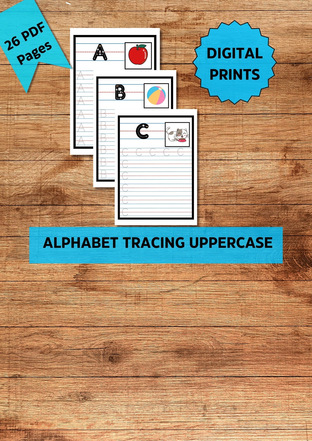 26 Uppercase Tracing Worksheet Alphabet Worksheets for - Etsy