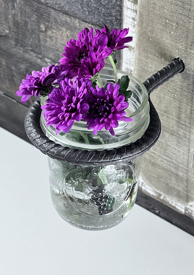 1 Bent Rebar Holder for 1/2 Pint Mason Jarincluded Flat 6.5 Inch Long ...