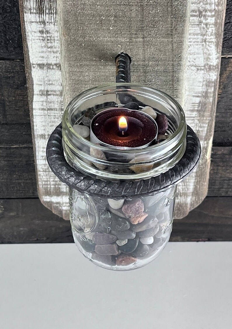 1 Bent Rebar Holder for 1/2 Pint Mason Jarincluded Flat 6.5 Inch Long ...