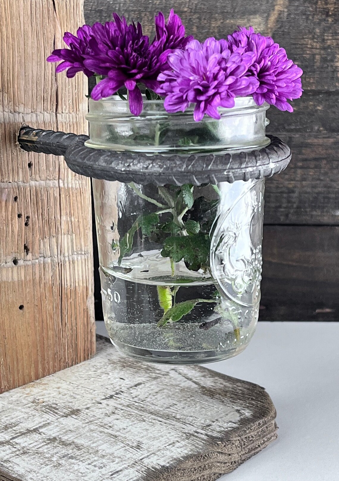 1 Bent Rebar Holder for 1/2 Pint Mason Jarincluded Flat 6.5 Inch Long ...