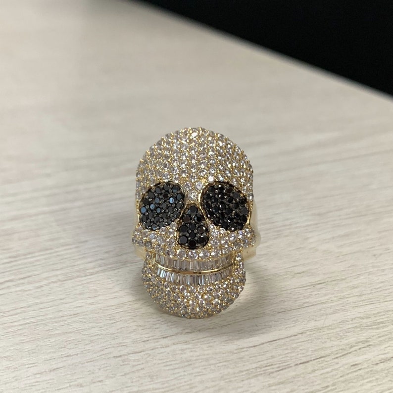 Iced Out Ring Skeleton Skull Face Ring CZ Diamond Hip Hop Ring - Etsy