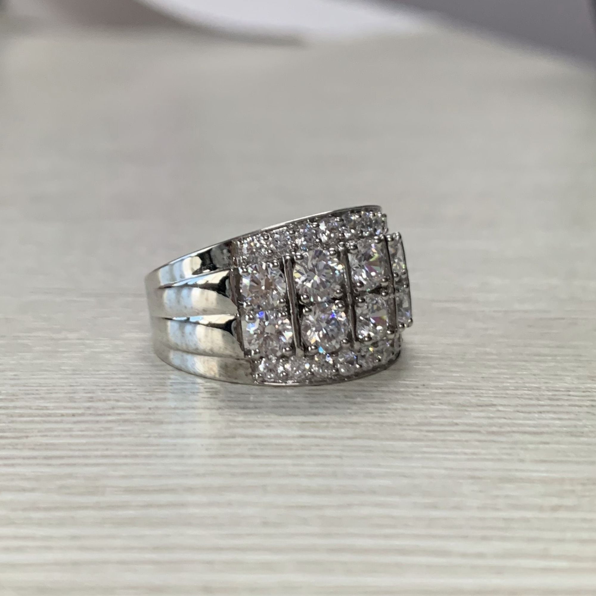 Men's Iced Out Ring Championship Moissanite Ring Hip Hop Ring Solid ...