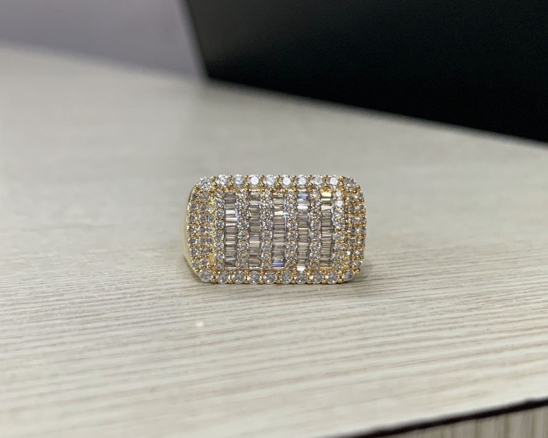 Men's Iced Out Ring Cubic Zirconia Ring for Men Solid Gold - Etsy