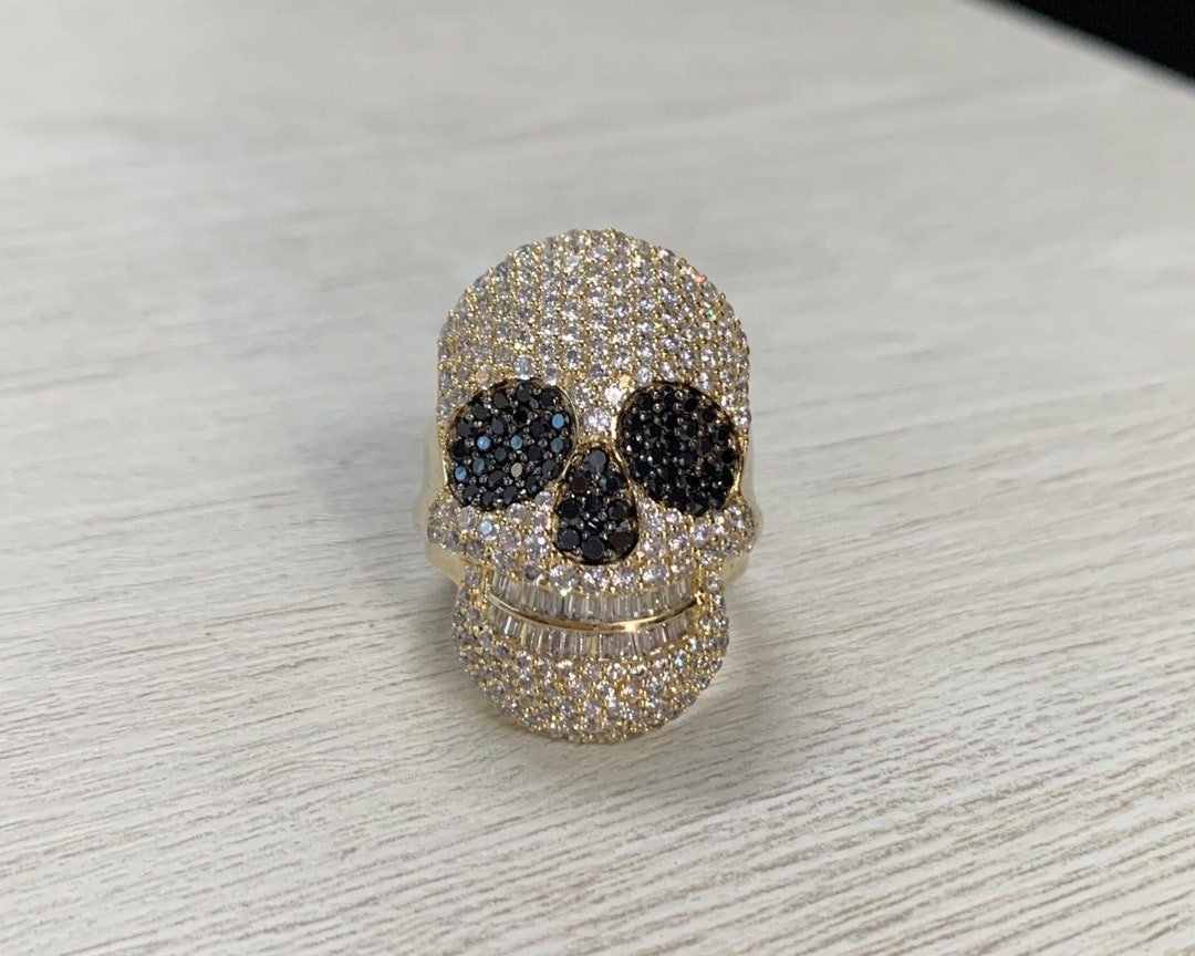 Iced Out Ring Skeleton Skull Face Ring CZ Diamond Hip Hop Ring - Etsy