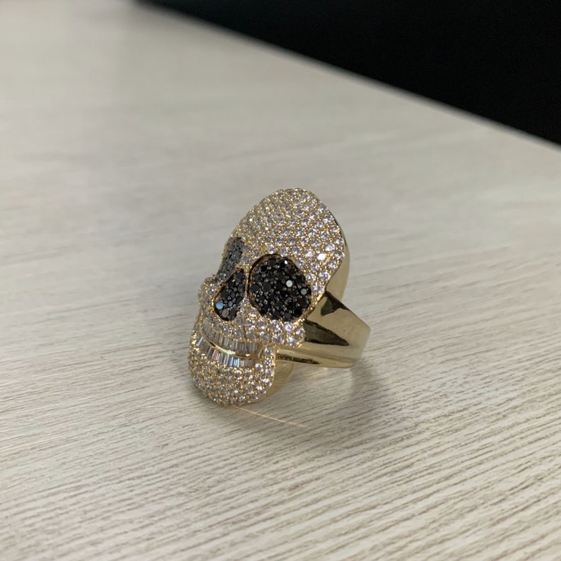 Iced Out Ring Skeleton Skull Face Ring CZ Diamond Hip Hop Ring - Etsy
