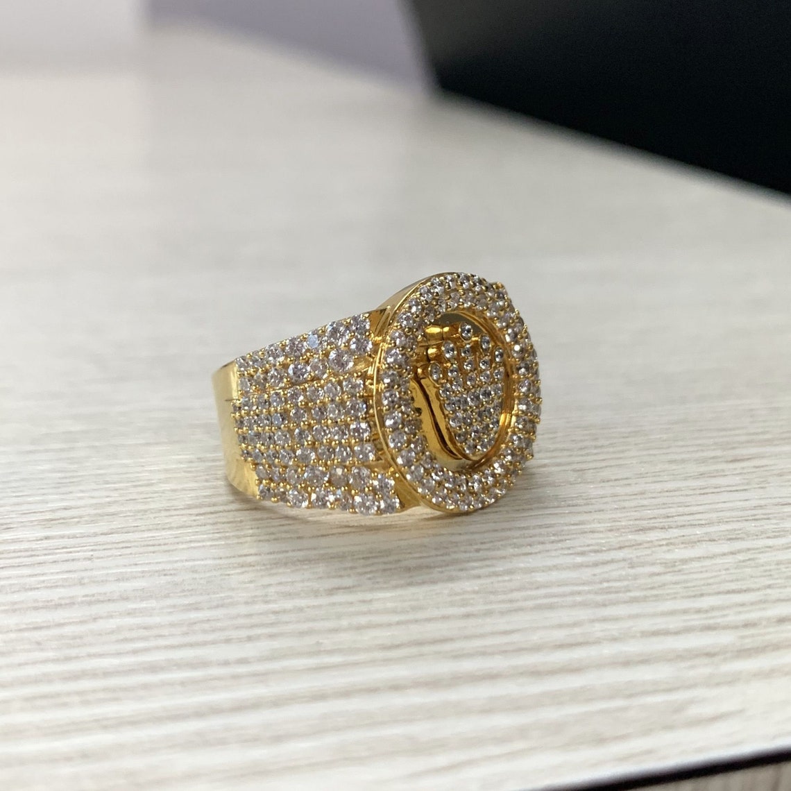 Mens Championship Ring Custom Iced Out Logo Symbol Ring Hip - Etsy