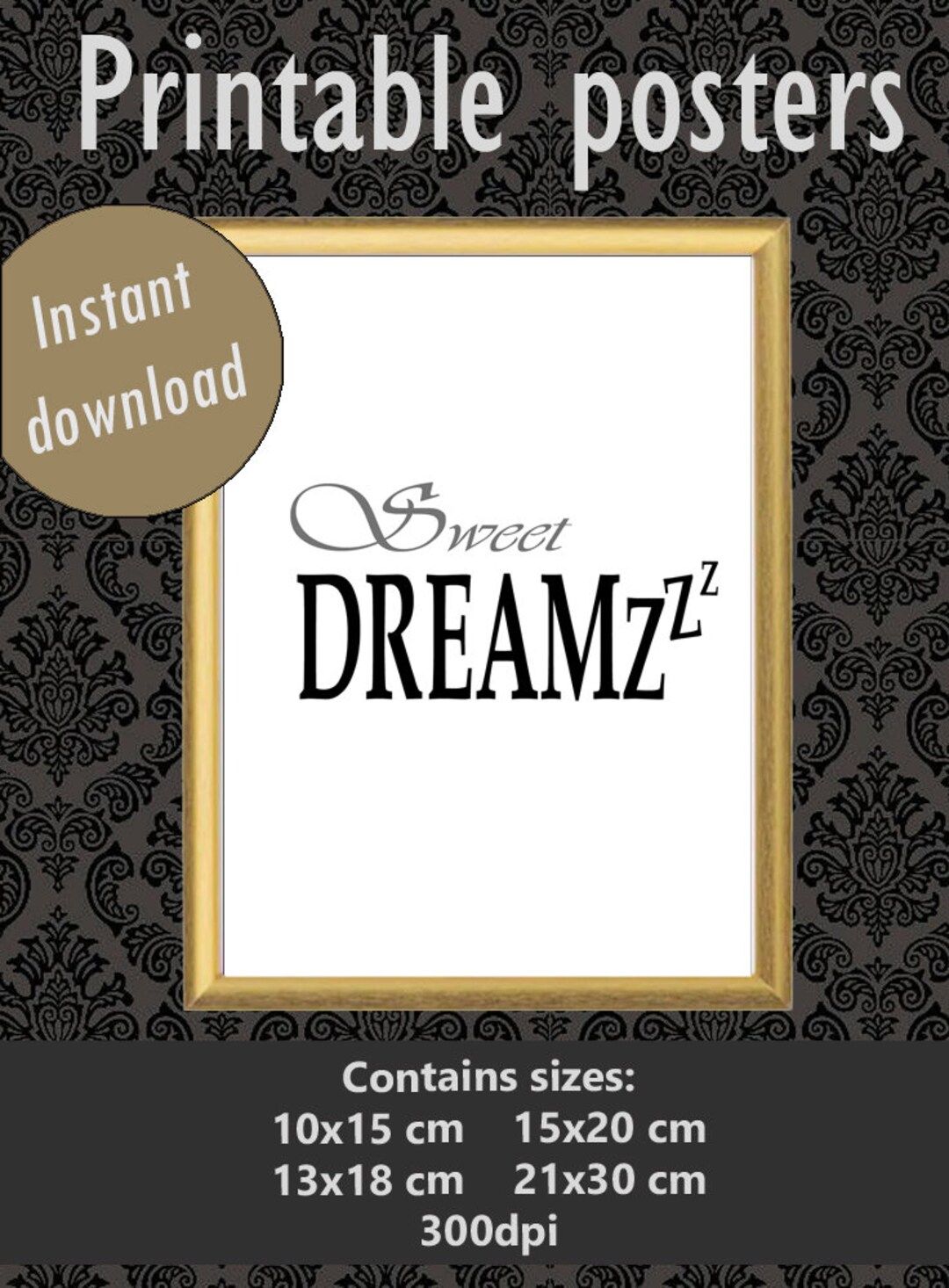 Printable Poster Sweet Dreamzzz Gray - Etsy